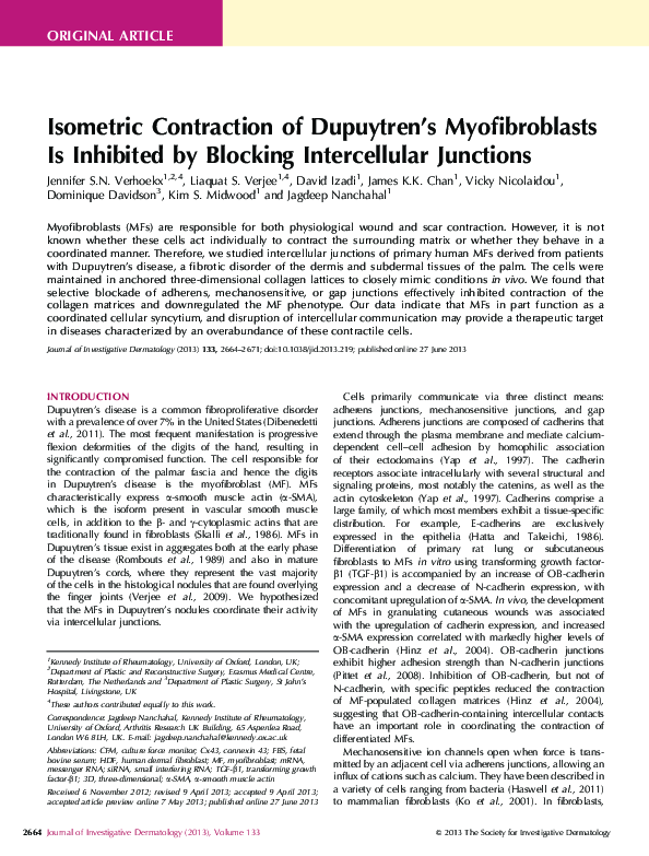 (PDF) Isometric Contraction of Dupuytren’s Myofibroblasts Is Inhibited ...