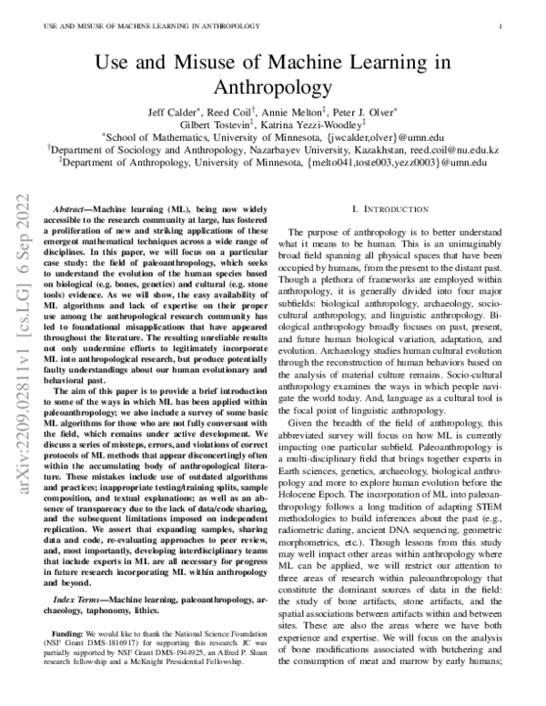 (PDF) Misapplications of Machine Learning in Paleoanthropology