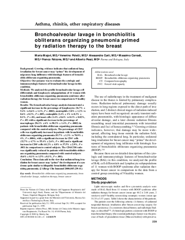 (PDF) Bronchoalveolar lavage in bronchiolitis obliterans organizing ...