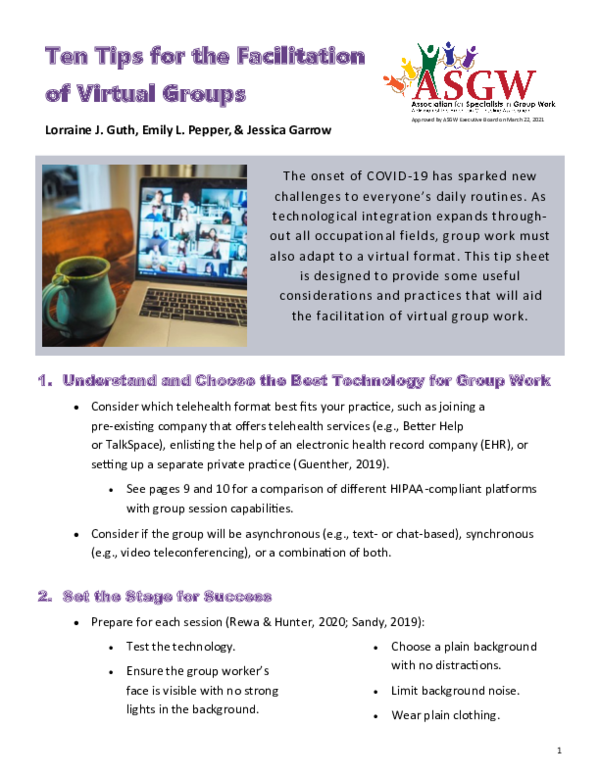 (PDF) Ten Tips for the Facilitation of Virtual Groups