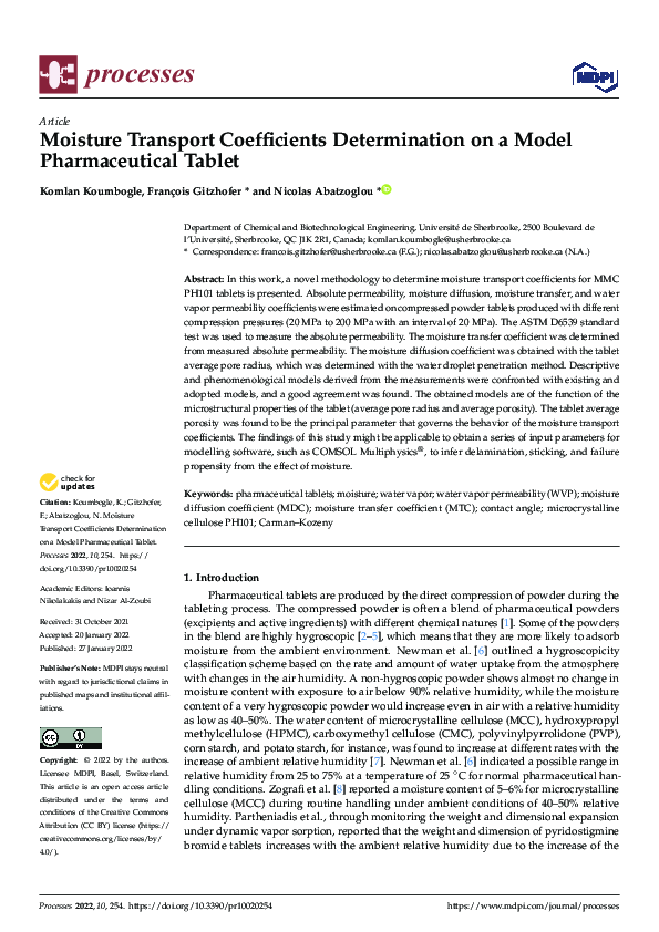 (PDF) Moisture Transport Coefficients Determination on a Model ...