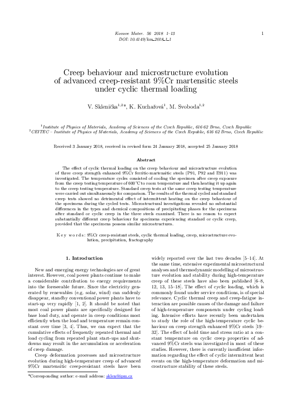 (PDF) Creep behaviour and microstructure evolution of advanced creep ...
