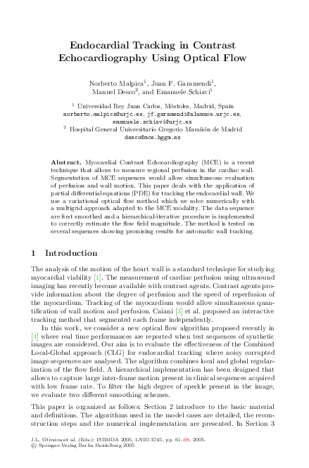 (PDF) Endocardial tracking in contrast echocardiography using optical flow