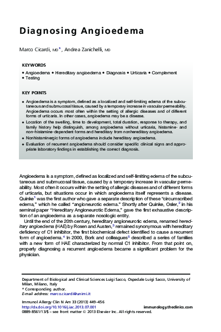 (PDF) Diagnosing Angioedema