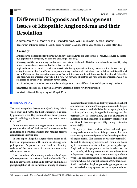 (PDF) Differential diagnosis and management issues of idiopathic ...