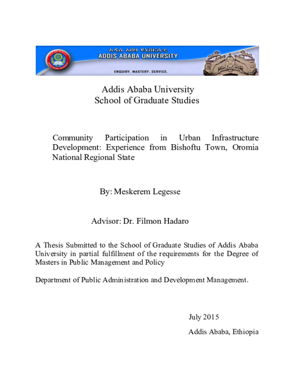 (PDF) Community Participation in Urban Infrastructure Development ...