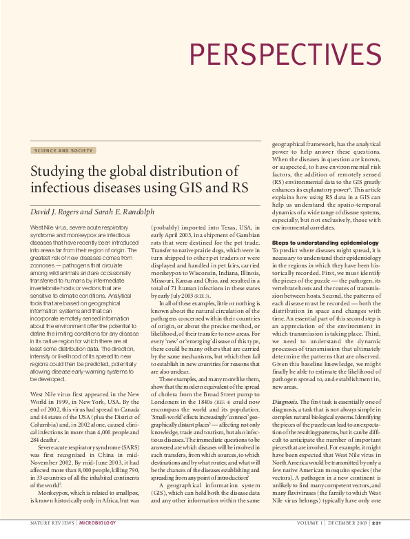 (PDF) Studying the global distribution of infectious diseases using GIS ...