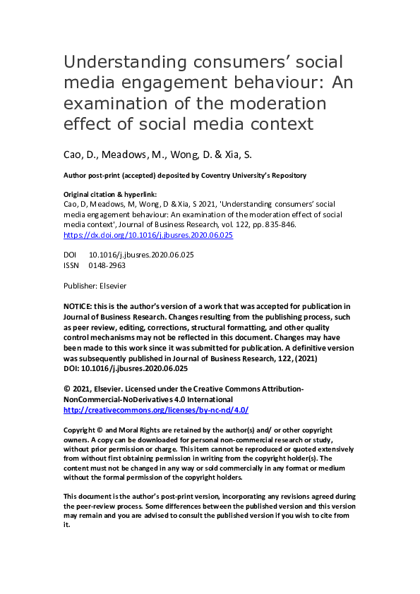 (PDF) Understanding consumers’ social media engagement behaviour: An ...