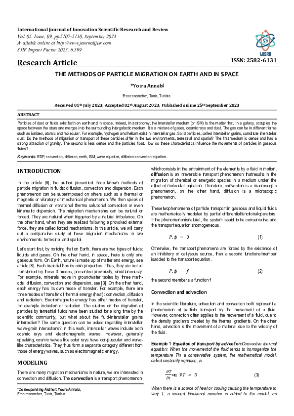 (PDF) The methods of particle migration on earth and in space