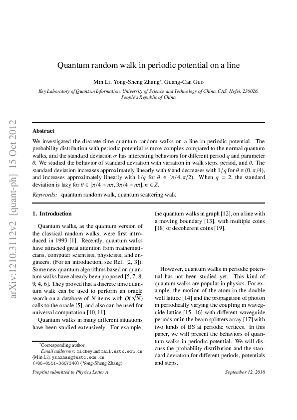 (PDF) Quantum Random Walks in Periodic Potentials