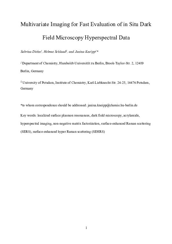 (PDF) Multivariate Imaging for Fast Evaluation of in Situ Dark Field Microscopy Hyperspectral Data