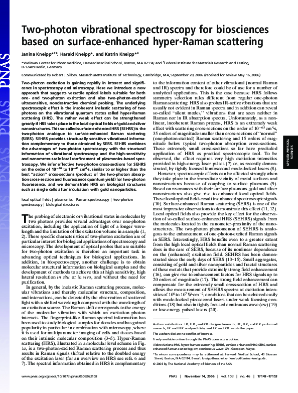 (PDF) Two-photon vibrational spectroscopy for biosciences based on ...