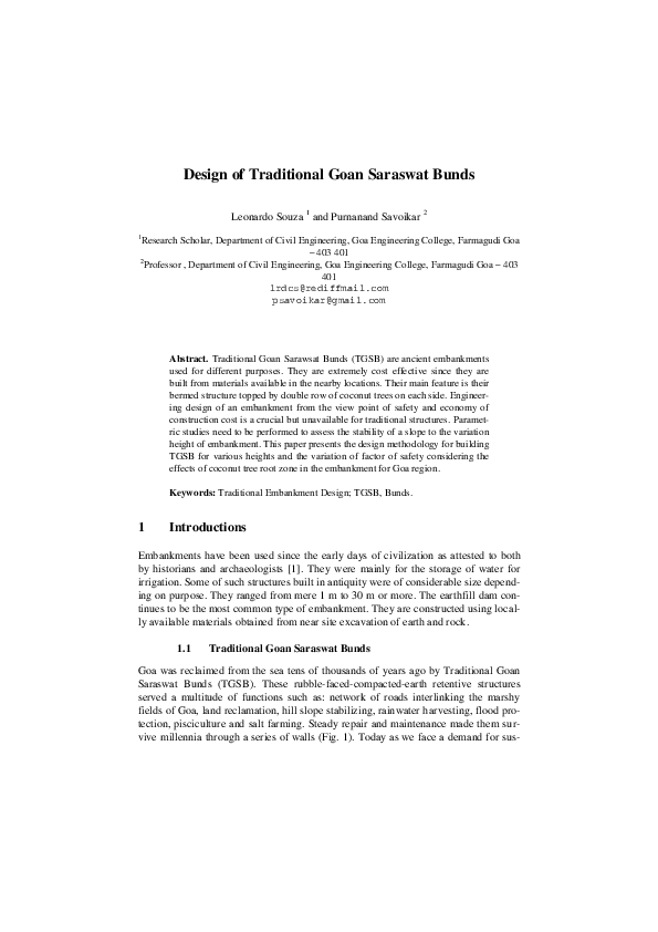 (PDF) Design of Traditional Goan Saraswat Bunds