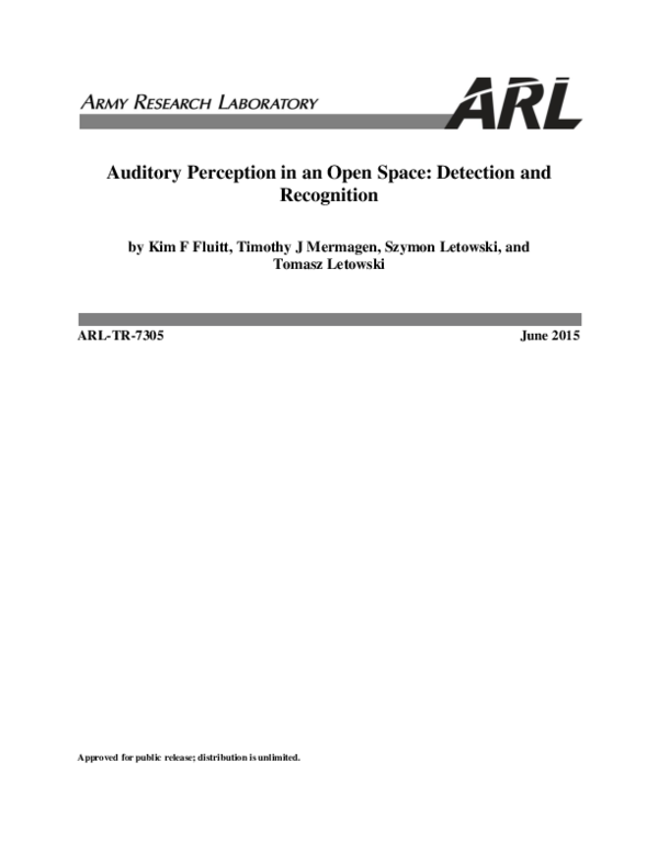 (PDF) Auditory Perception in an Open Space: Detection and Recognition