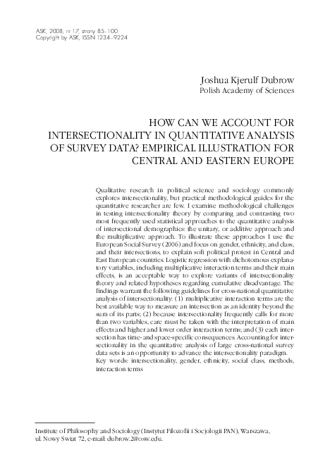 (PDF) Challenges of Incorporating Intersectionality into Quantitative ...