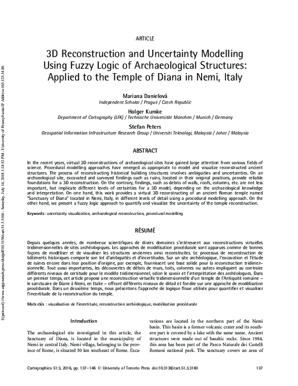 (PDF) 3D Reconstruction and Uncertainty Modelling using Fuzzy Logic of Archeological Structures ...