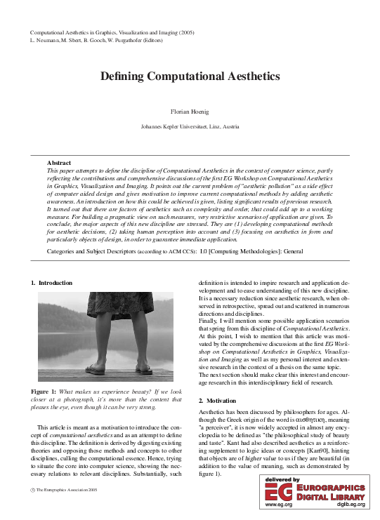 (PDF) Defining Computational Aesthetics