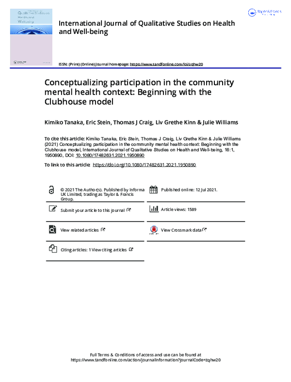 (PDF) Conceptualizing participation in the community mental health ...