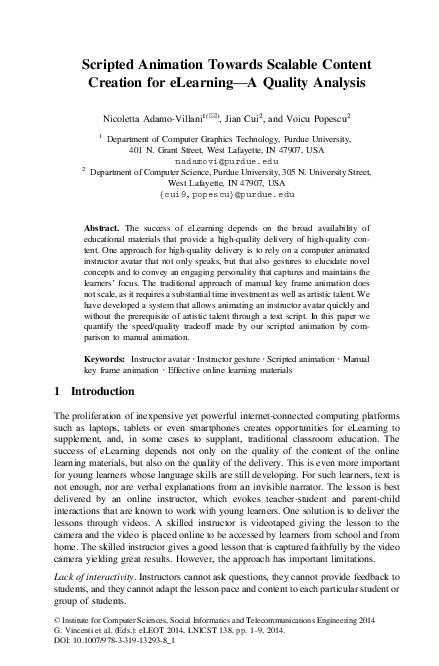 (PDF) Scripted Animation Towards Scalable Content Creation for eLearning—A Quality Analysis
