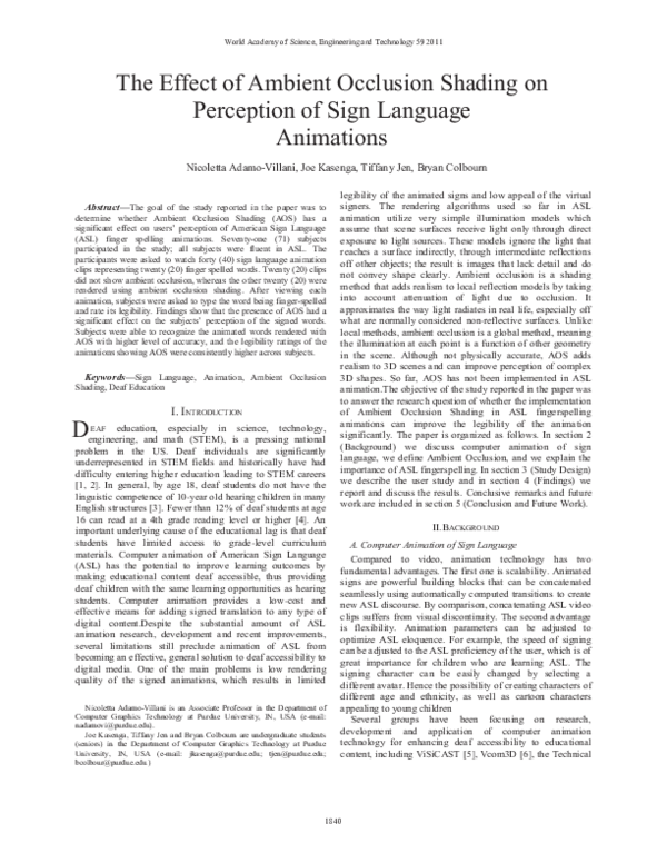 (PDF) The Effect Of Ambient Occlusion Shading On Perception Of Sign ...