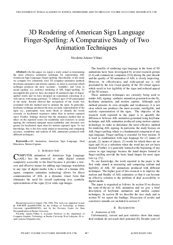 (PDF) 3D Rendering Of American Sign Language Finger-Spelling: A Comparative Study Of Two ...