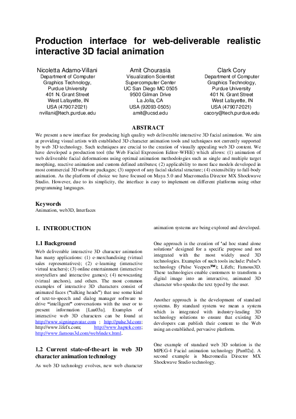 (PDF) Production Interface for WEB-deliverable Realistic Interactive 3D Facial Animation ...