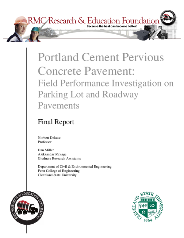 (PDF) Portland cement pervious concrete pavement: field performance ...