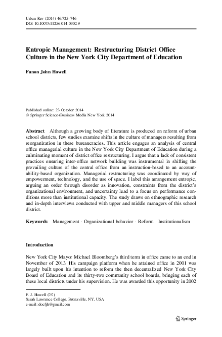 (PDF) Entropic Management: Restructuring District Office Culture in the ...