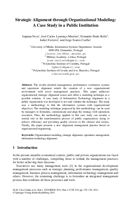 (PDF) Strategic Alignment through Organizational Modeling: A Case Study ...