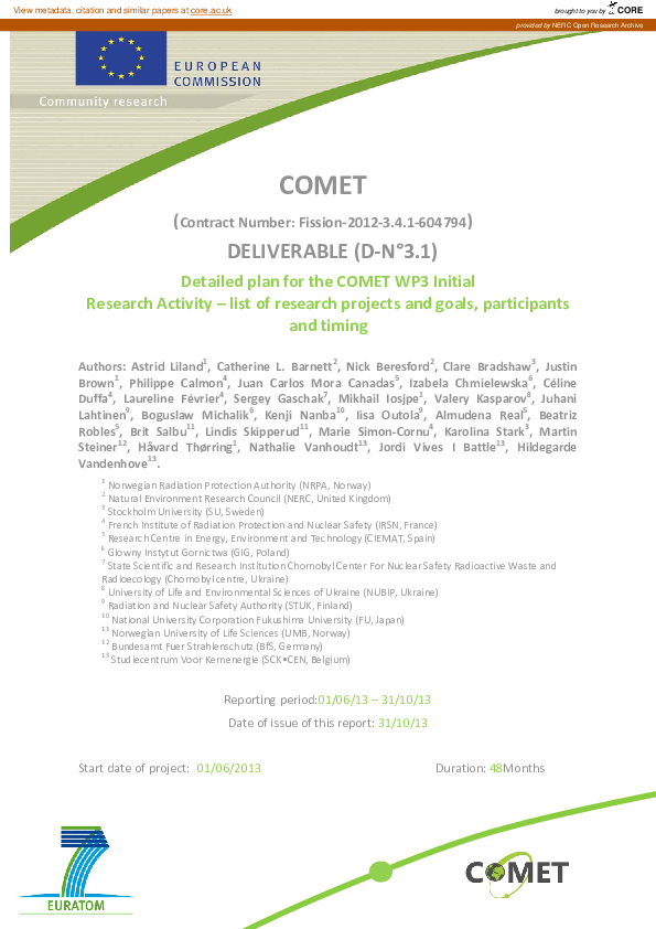 (PDF) Detailed plan for the COMET WP3 initial research activity - list ...