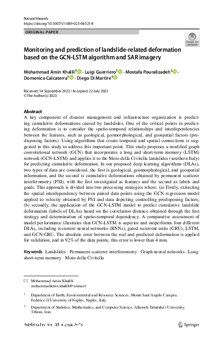 Pdf Monitoring And Prediction Of Landslide Related Deformation Based On The Gcn Lstm Algorithm