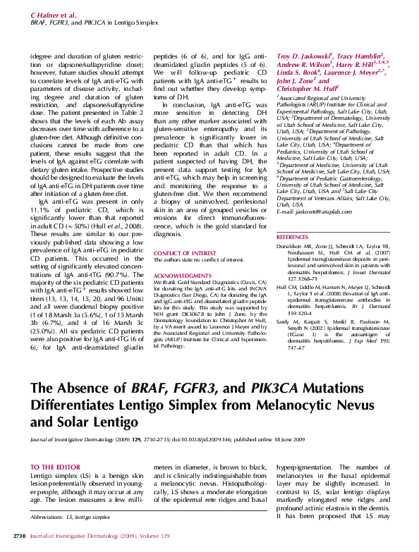 (PDF) The Absence of BRAF, FGFR3, and PIK3CA Mutations Differentiates ...