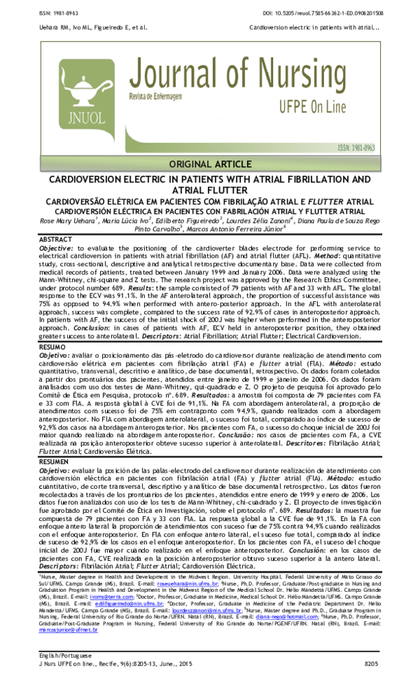 (PDF) Cardioversion electric in patients with atrial fibrillation and ...