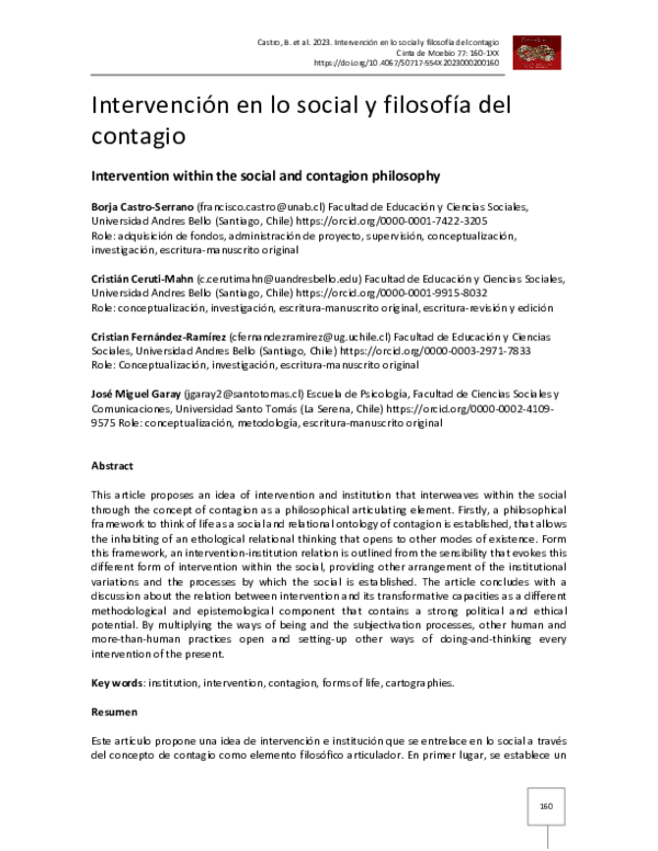 (PDF) Intervención en lo social y filosofía del contagio