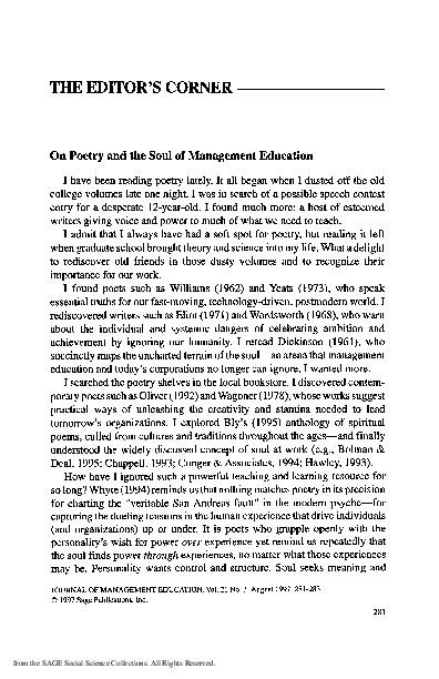 (PDF) The Editor's Corner