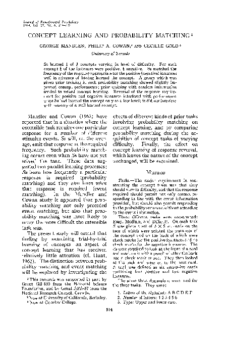(PDF) Concept learning and probability matching