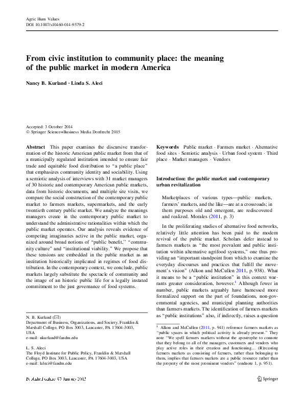 (PDF) From civic institution to community place: the meaning of the ...