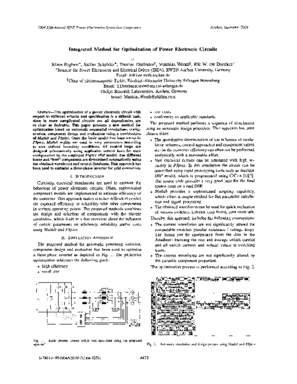(PDF) Integrated method for optimization of power electronic circuits
