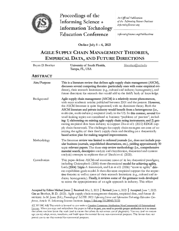 (PDF) Agile Supply Chain Management Theories, Empirical Data, and Future Directions