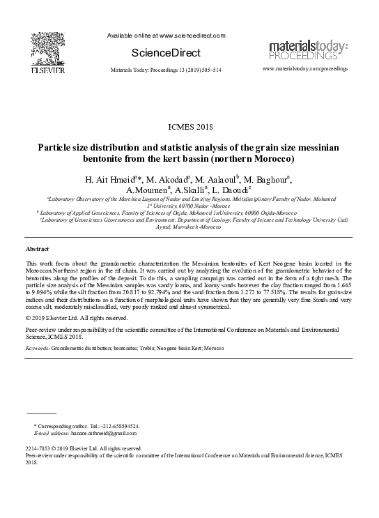 (PDF) Particle size distribution and statistic analysis of the grain ...