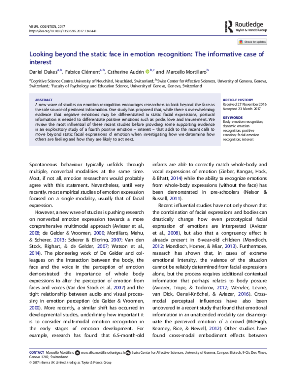 (PDF) Looking beyond the static face in emotion recognition: The informative case of interest ...