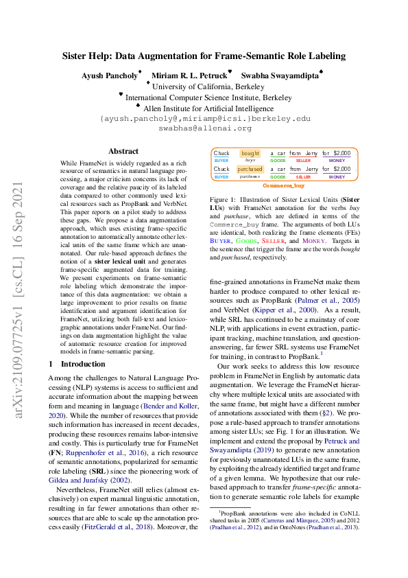 (PDF) Sister Help: Data Augmentation for Frame-Semantic Role Labeling ... (PDF) Sister Help: Data Augmentation for Frame-Semantic Role Labeling ...