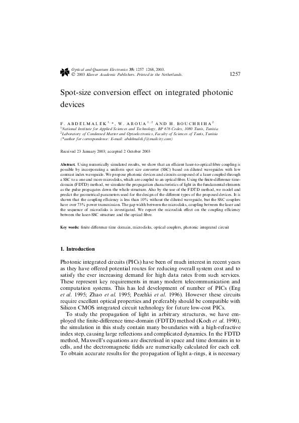 (PDF) Spot-size conversion effect on integrated photonic devices