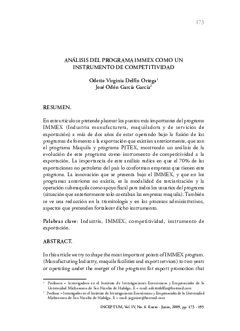(PDF) ANÁLISIS DEL PROGRAMA IMMEX COMO UN INSTRUMENTO DE COMPETITIVIDAD