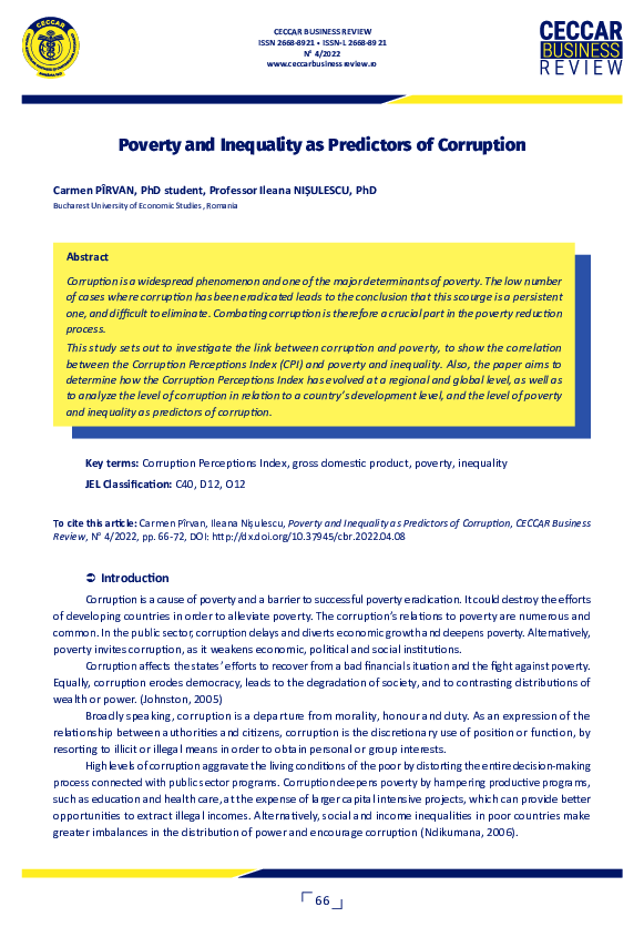 (PDF) Poverty and Inequality as Predictors of Corruption
