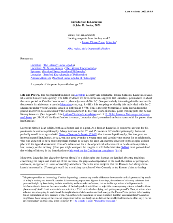 (PDF) Introduction to Lucretius