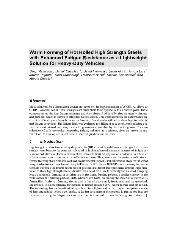 (PDF) Warm Forming of Hot Rolled High Strength Steels - with Enhanced ...