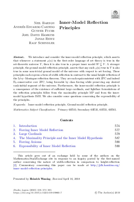 (PDF) Inner-Model Reflection Principles