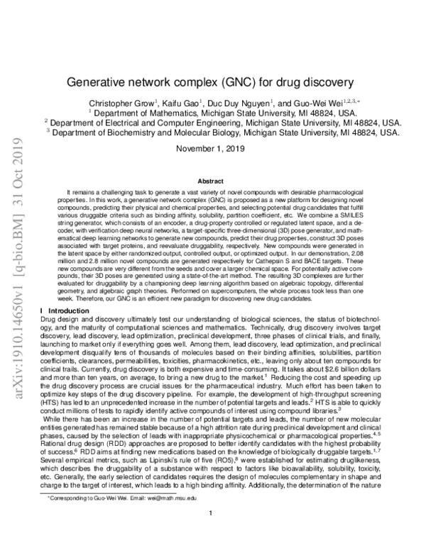 (PDF) Generative network complex (GNC) for drug discovery | kaifu gao ...
