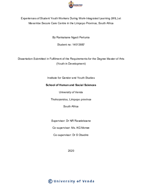 (PDF) Experiences of Student Youth Workers During Work-Integrated ...